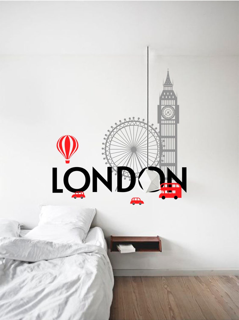 London Wall Decal, London Eye Silhouette Sticker, Big Ben Decal, London ...