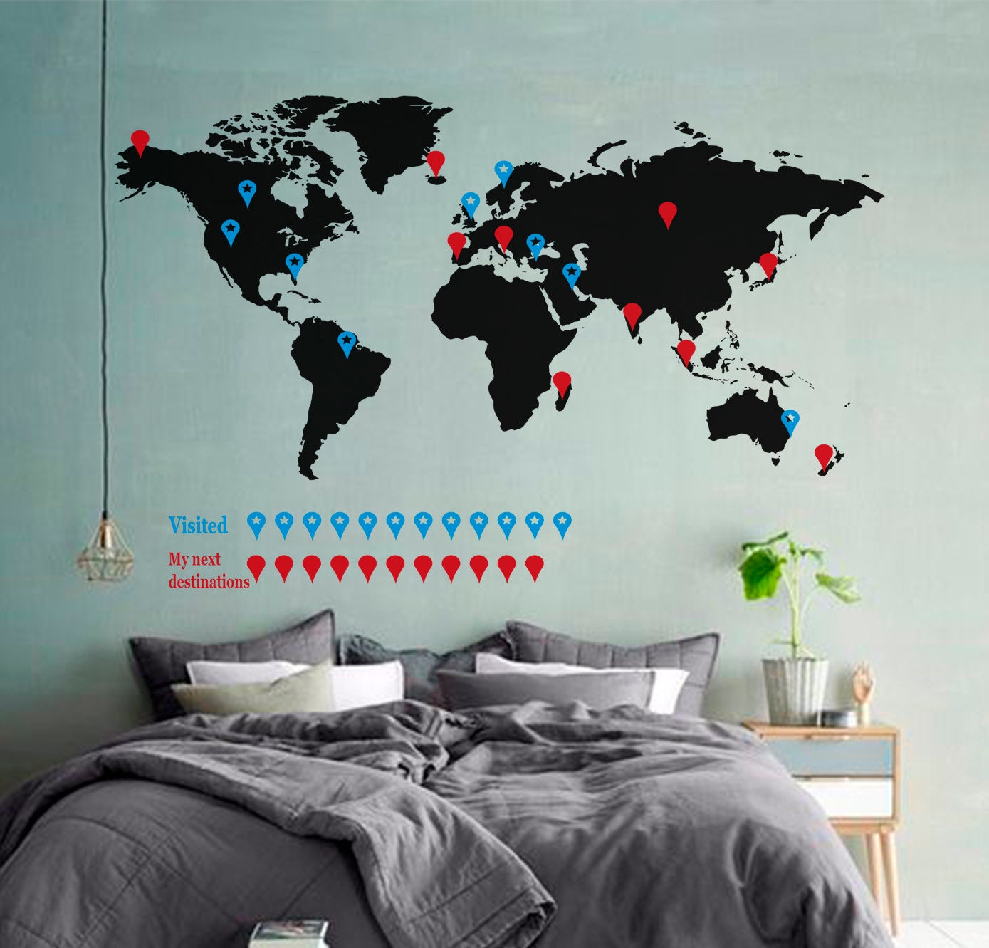 WORLD MAP Wall Decal Travel Wall Decal World Map Vinyl | Etsy UK