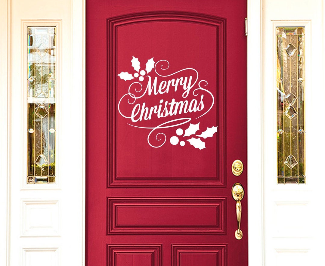 Merry Christmas Decals, Christmas Door Decal, Front Door Christmas ...