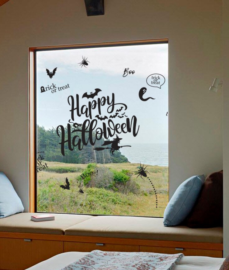 Halloween window decals Hapy Halloween window decorations | Etsy
