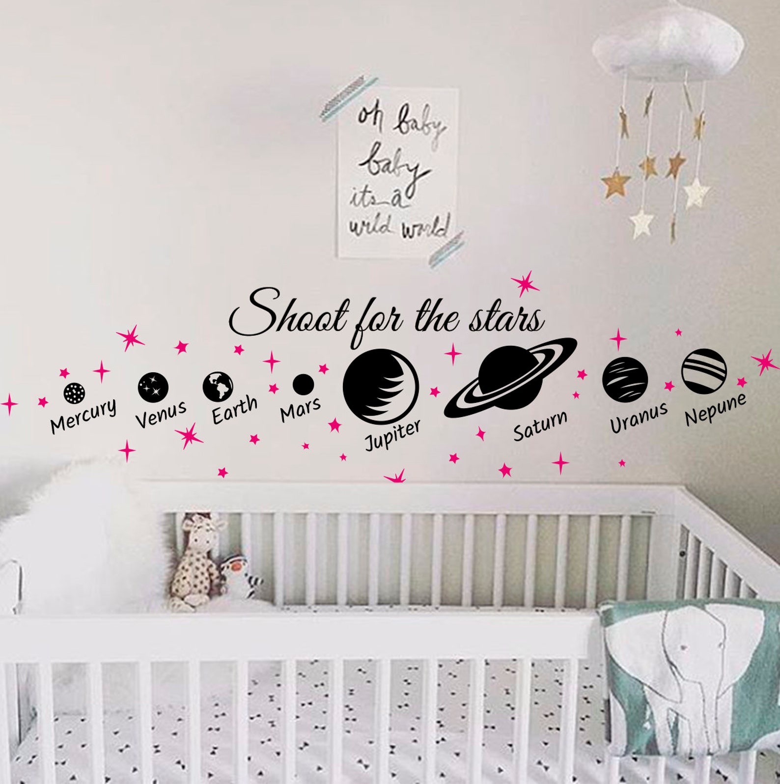 Space wall decals Planets Decal Nursery Space wall decals | Etsy