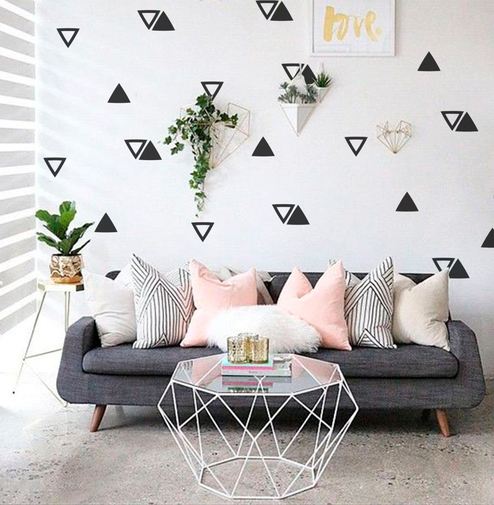 Triangle Wall Decal, Geometric Wall Decal, Gold Triangle Sticker for ...