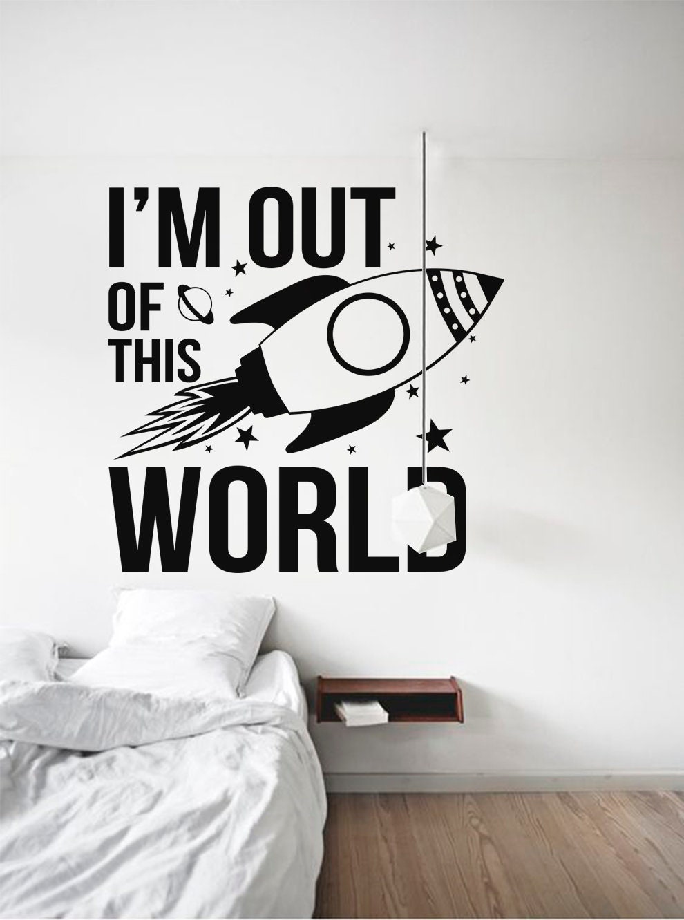 Outer Space Wall Decal, Space Rocket Decal for Boy Room Decor, Space ...