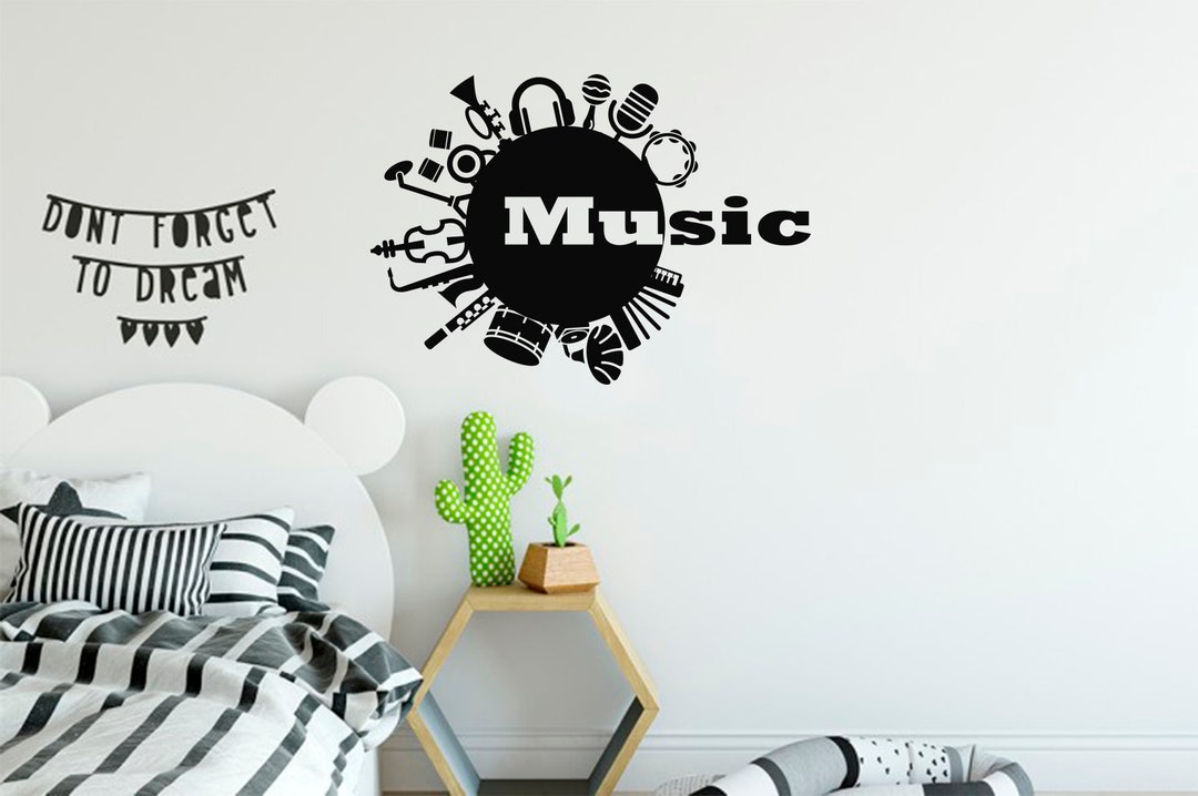 Music Wall Decals, Music Notes Wall Stickers, Music Instruments Decal ...