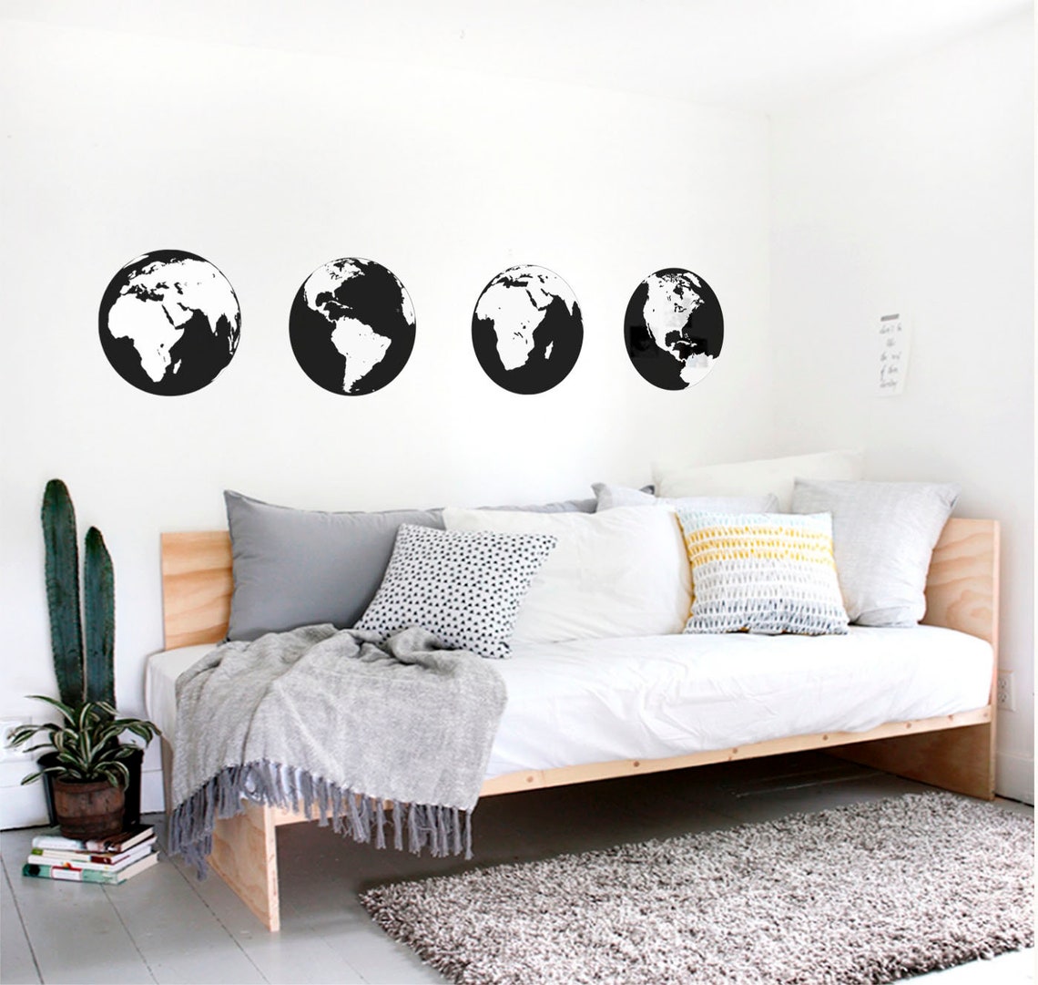 Earth Wall Decal, World Map Decal, Globe Sticker, Office Wall Decal ...
