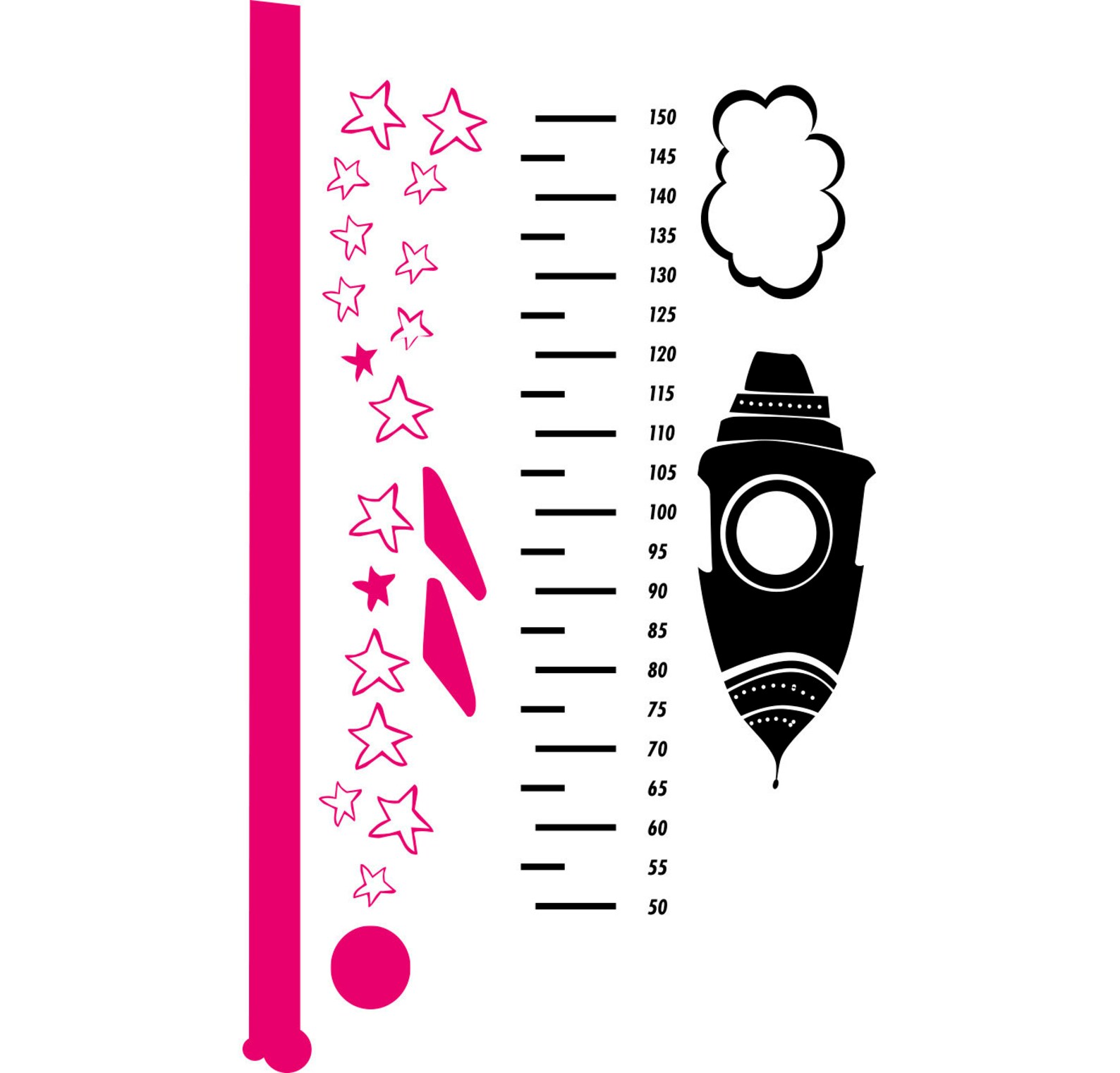Height Chart Decal, Growth Chart Ruler Sticker, Rocket Wall Decal for ...