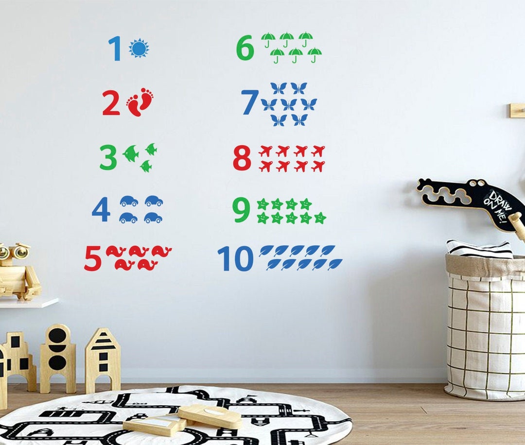 Numbers Wall Decal, One to Ten Number Stickers, Playroom Wall Decal ...