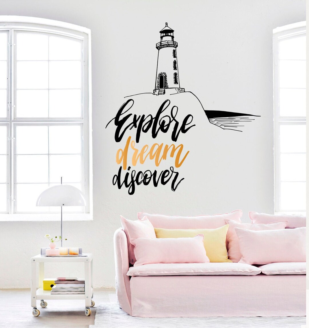 Lighthouse Wall Decal, Adventure Wall Decal, Travel Sticker, Explore ...