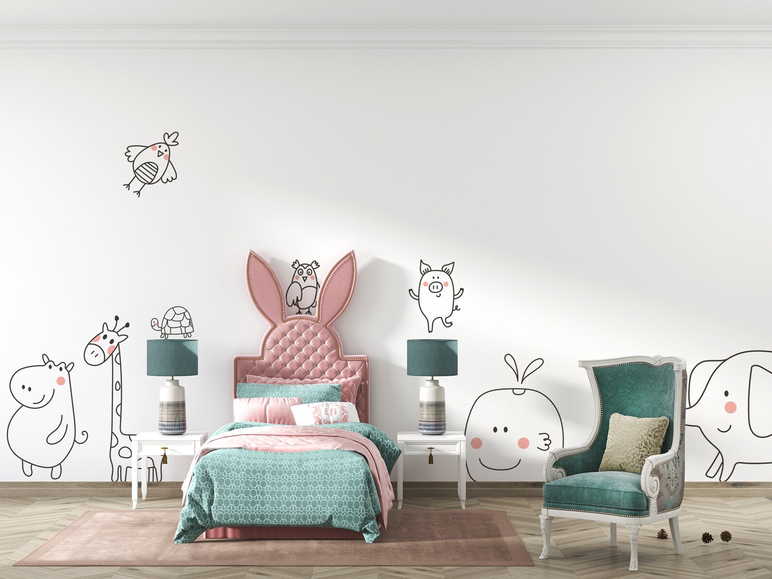 Cute Animals Wall Decals Cartoon Animals Vinyl Decal Kids - Etsy UK