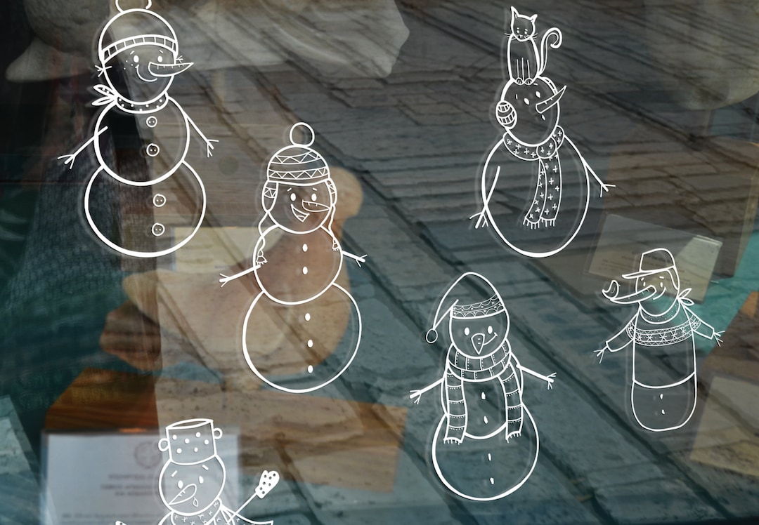 Snowman Decals, Christmas Window Decal, Shop Window Stickers, Windows ...