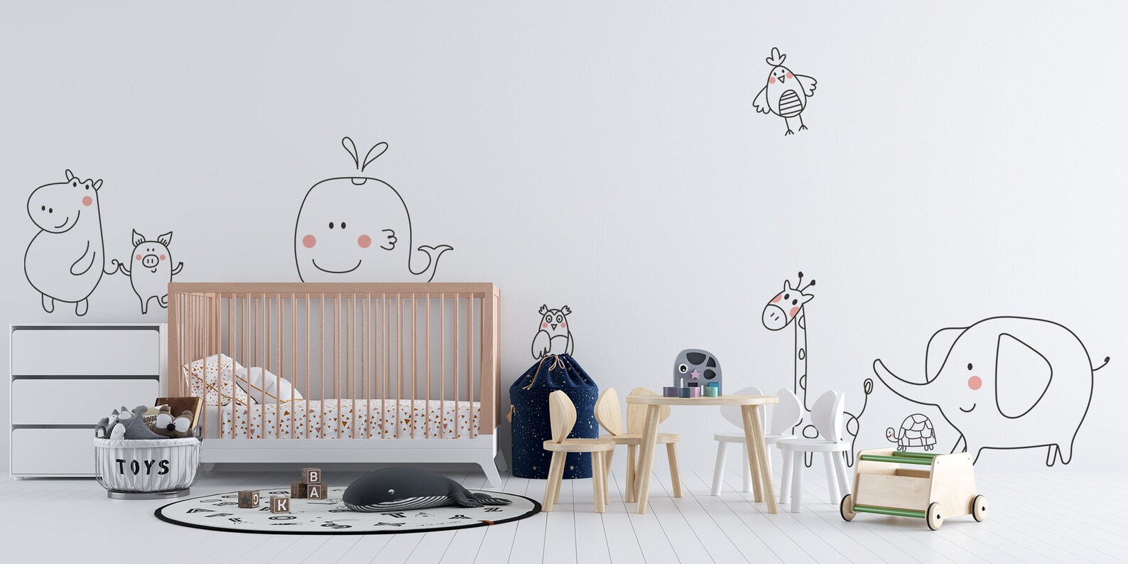 Cute Animals Wall Decals Cartoon Animals Vinyl Decal Kids | Etsy UK