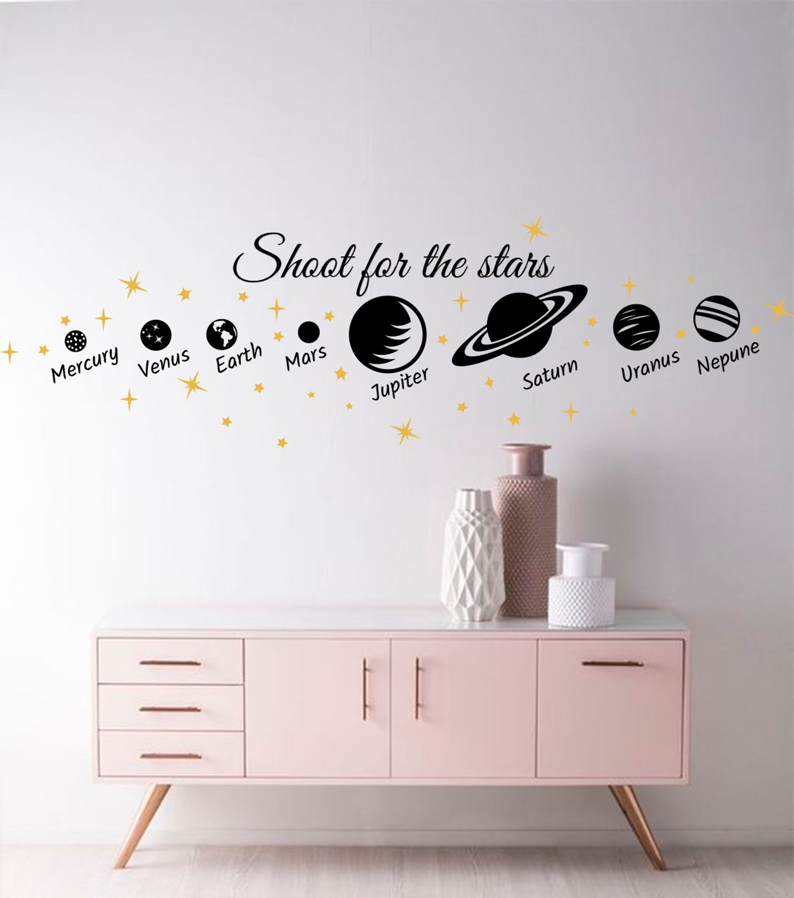 Space Wall Decals, Planets Decal, Nursery Space Wall Decals, Solar ...