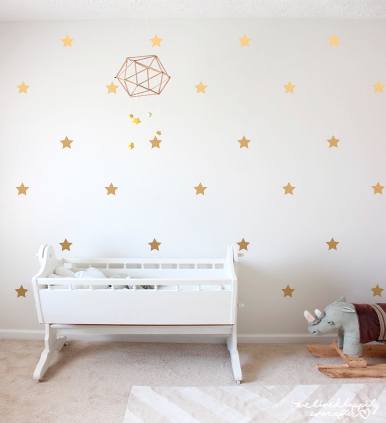 Gold Stars Wall Decals Set for Nursery Room Decor, Stars Vinyl Sticker ...