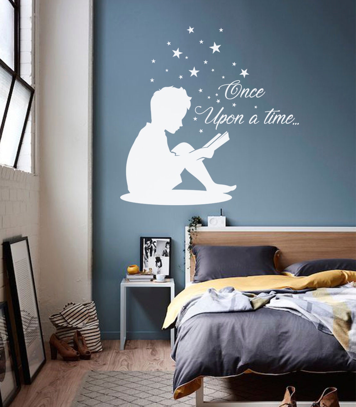 Reading Boy Wall Decal Once Upon a Time Decal Books Wall - Etsy UK