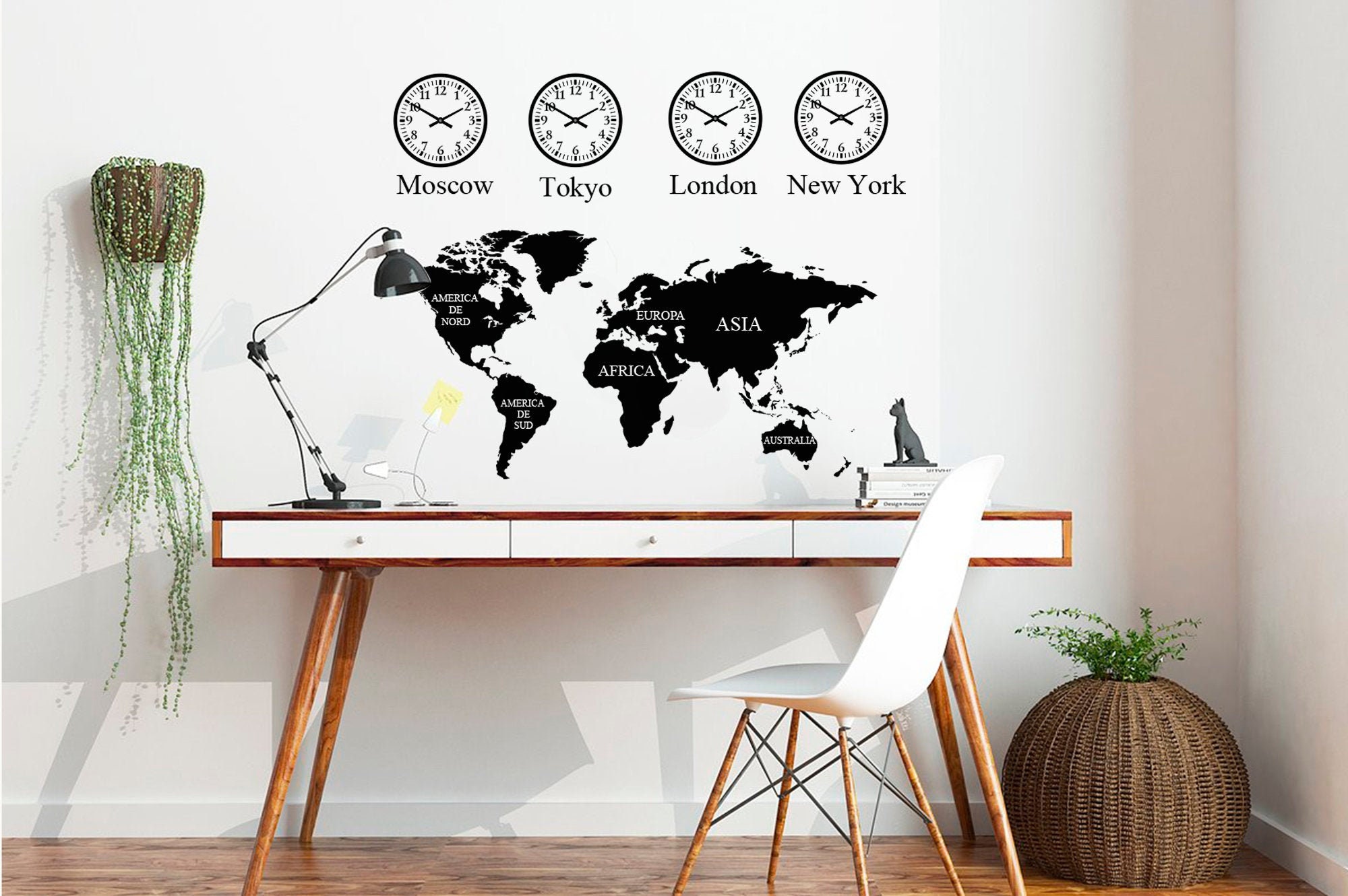 World Map Wall Decal Office Wall Decal World Map Sticker for | Etsy