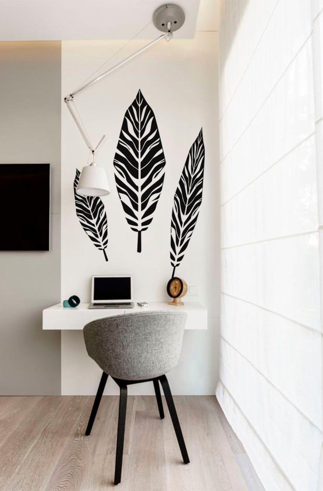 Tropical Leaf Wall Decal, Big Leaves Decal, Nature Wall Decal, Palm ...