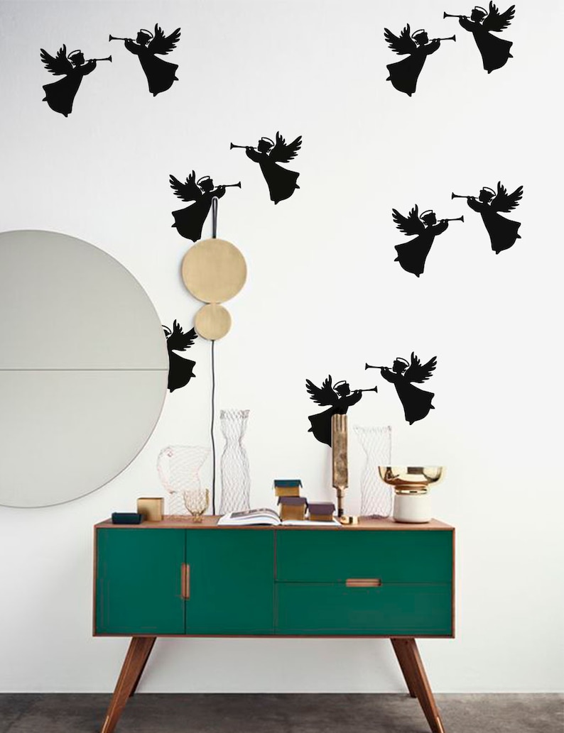 Gold Angel Decals Nursery Wall Decal Christmas Angels | Etsy