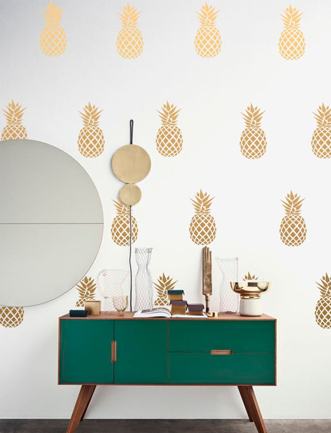 Pineapple Decals, Pineapple Nursery, Gold Pineapple Decal, Gold Decal ...