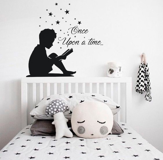 Reading Boy Wall Decal Once Upon a Time Decal Books Wall | Etsy UK