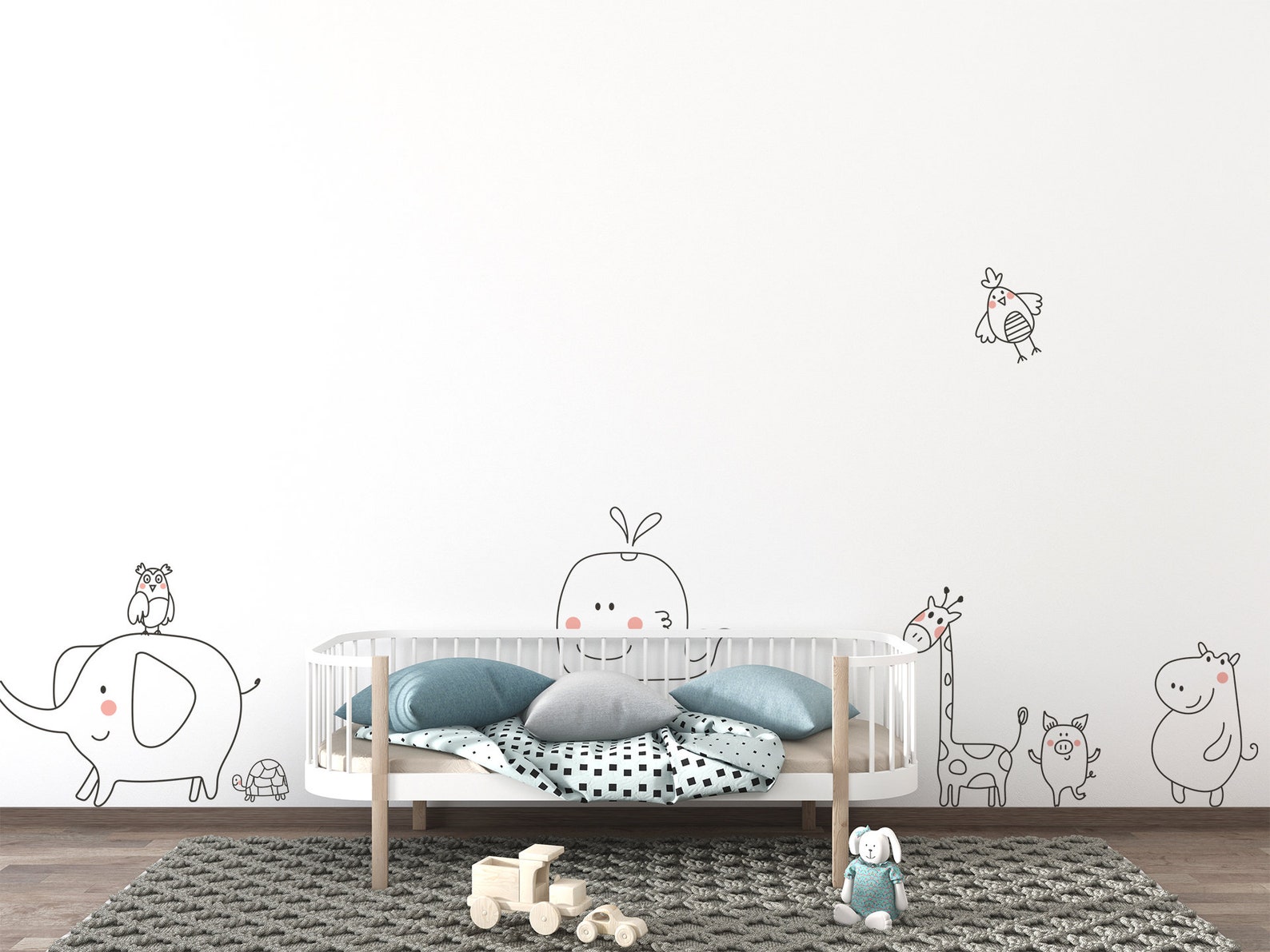 Cute Animals Wall Decals Cartoon Animals Vinyl Decal Kids - Etsy UK
