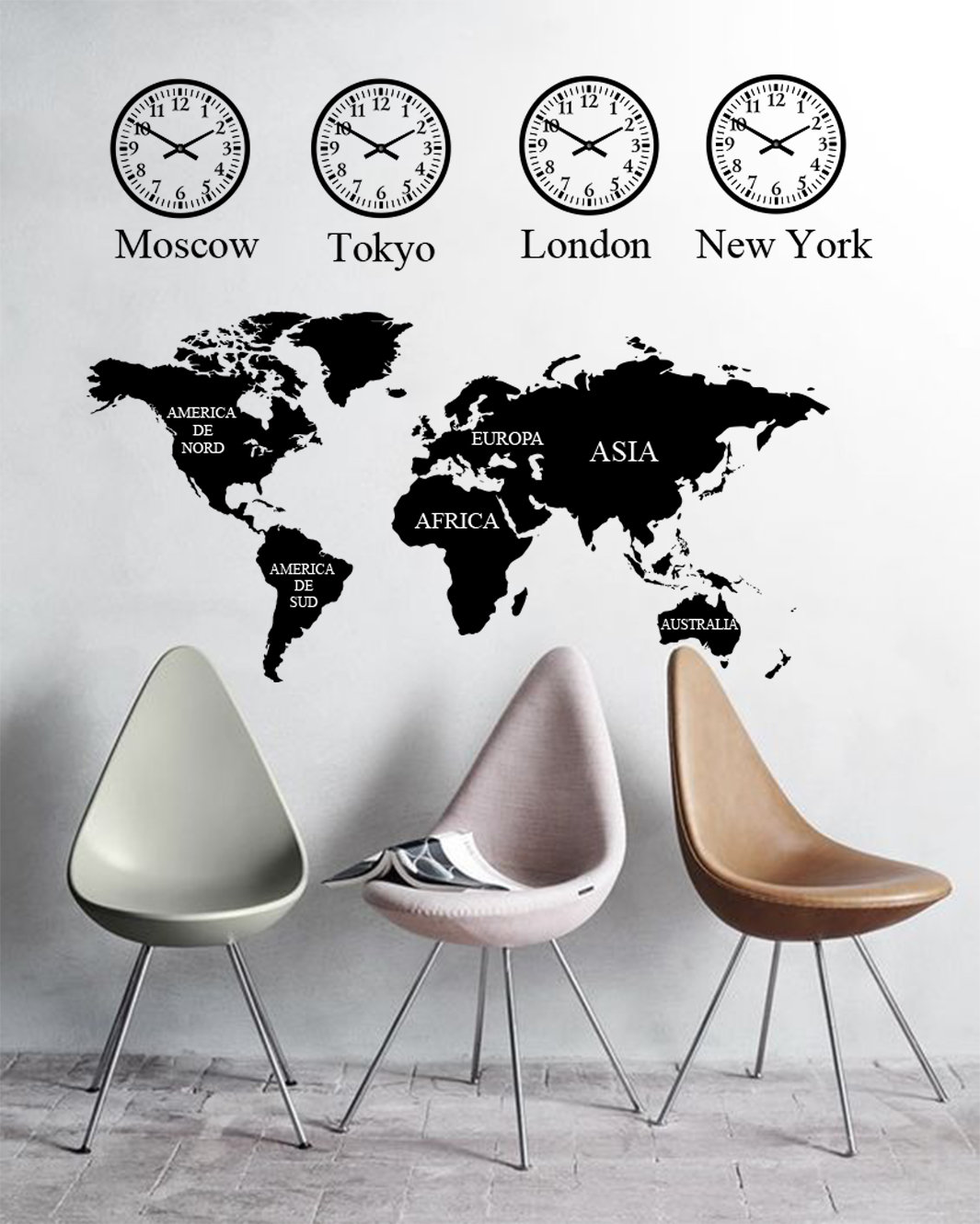 World Map Wall Decal, Office Wall Decal, World Map Sticker for Office ...
