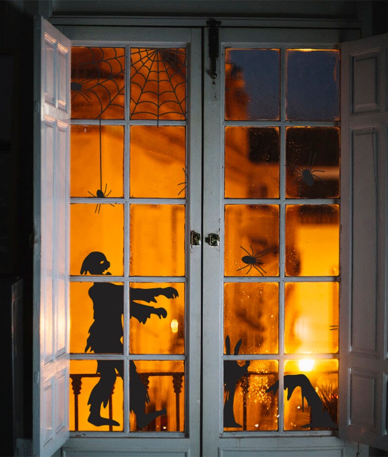 Halloween Window Decal Scary Silhouette Halloween Stickers | Etsy
