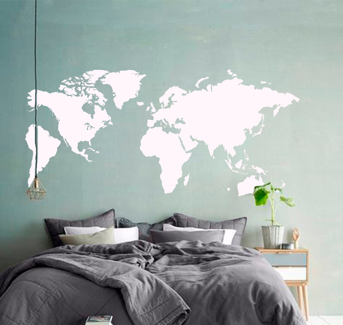 World Map Wall Decal Large World Map Sticker Office Decal - Etsy UK