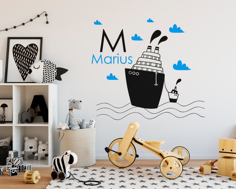 Boys Name Wall Decal, Nautical Wall Decal, Nursery Wall Decal, Ship ...