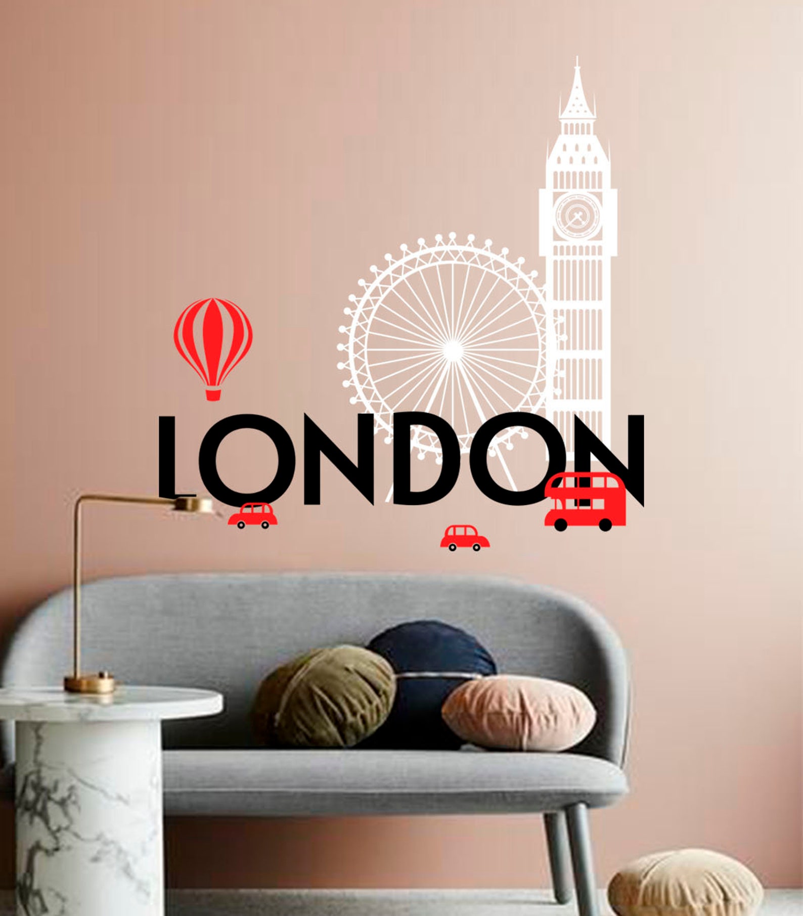 London Wall Decal, London Eye Silhouette Sticker, Big Ben Decal, London ...