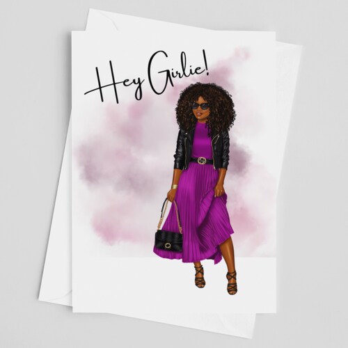 Hey Queen Greeting Card Fashion Illustration African | Etsy