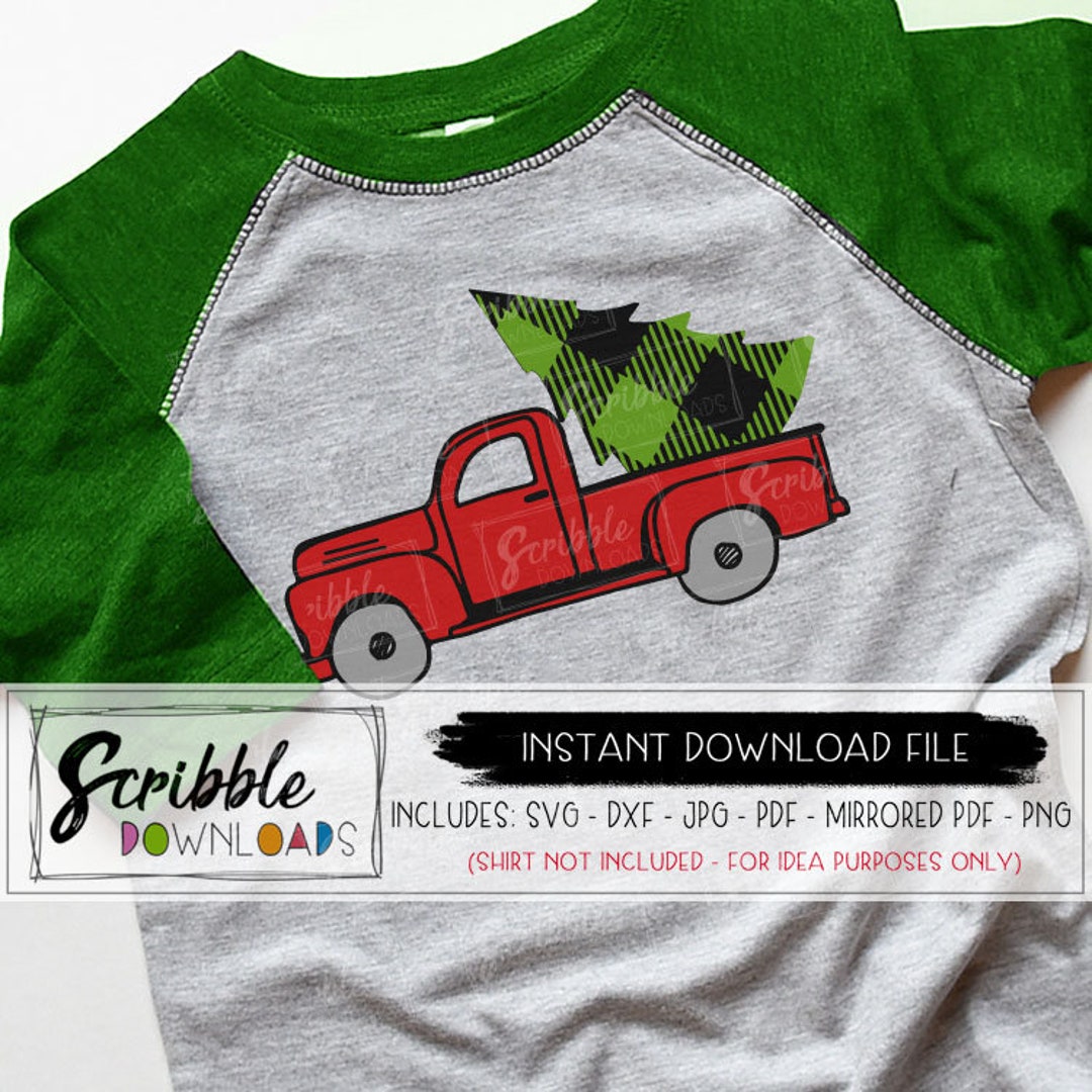 Christmas Truck Svg Tree Old Fashioned Svg Dxf Pdf Buffalo Plaid Cute ...