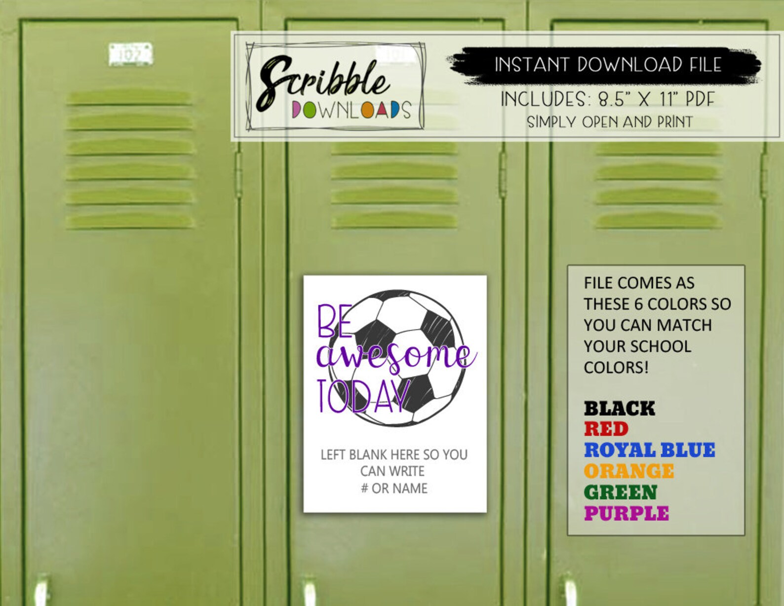 Locker SOCCER Decoration Printable SIGN Sports School Team PDF | Etsy