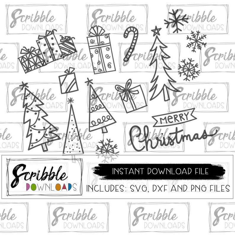 Christmas Bundle Svg Hand Drawn Winter Xmas Dxf Vector - Etsy