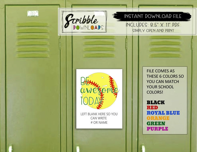 Softball Locker Decoration Printable Sports School Team PDF | Etsy
