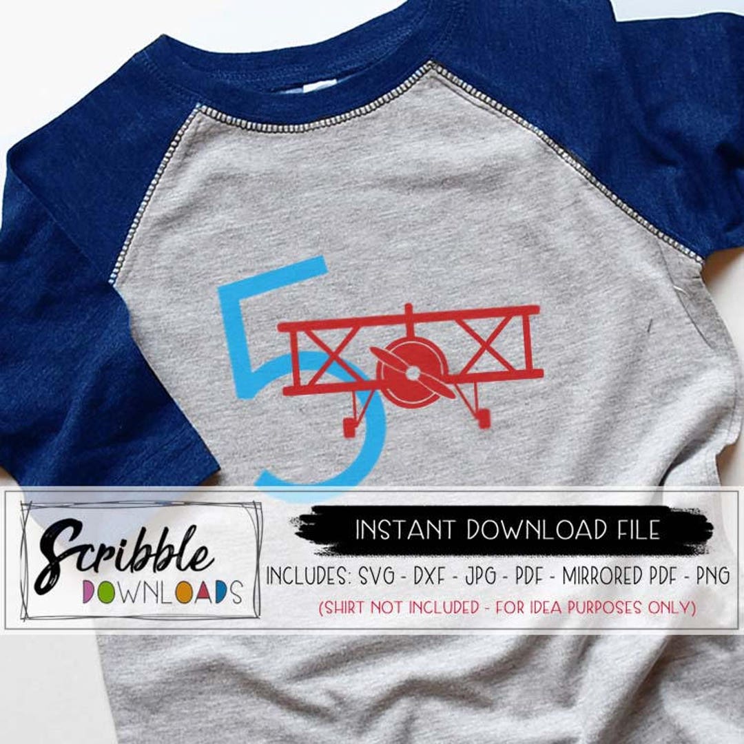 5 Five Fifth Birthday Svg - Airplane Dxf Plane Theme Bday Svg Airplane ...