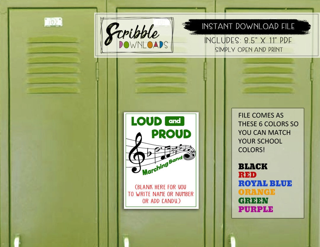 BAND Locker Decoration Printable SIGN Marching Band School Team PDF ...