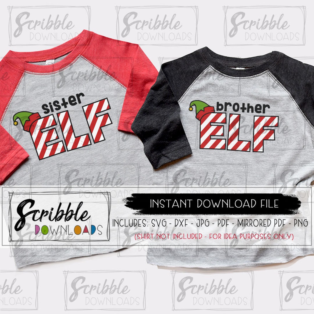 Elf Brother Sister Svg Dxf Christmas Elves SVG Silhouette Cricut Vinyl ...