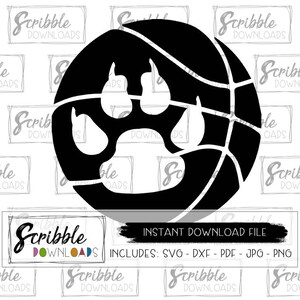 SVG Paw Basketball Mascot Instant Download - Paw Print Svg - Bobcat ...
