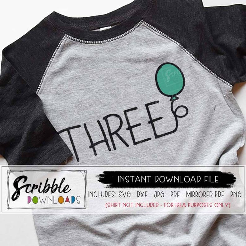 3RD Three 3 Third Birthday Svg Dxf Balloon Party Bday Svg Girl - Etsy