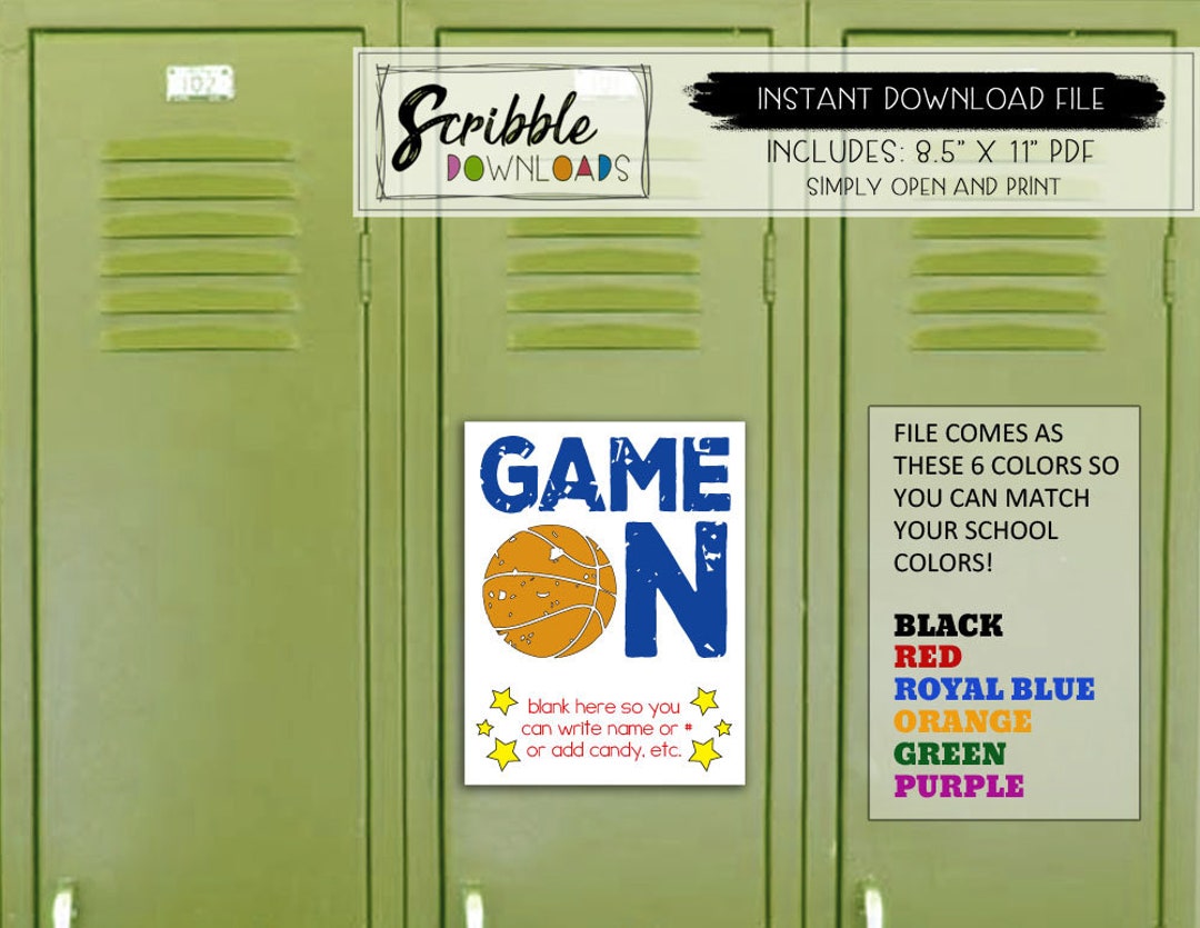 Basketball Locker Decoration Printable Sign Sports School Team PDF ...