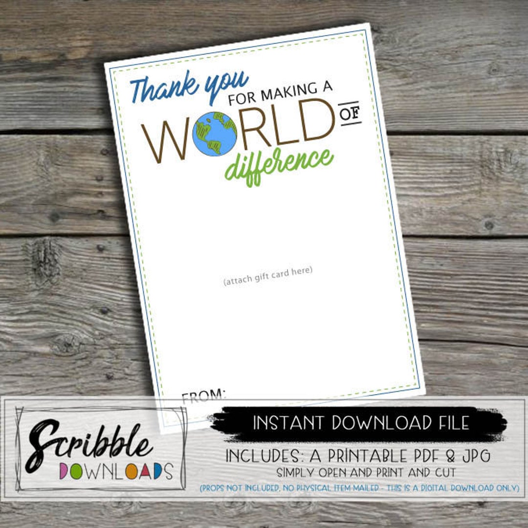 Thank You Gift Card Holder Printable Card Teacher Appreciation Student ...