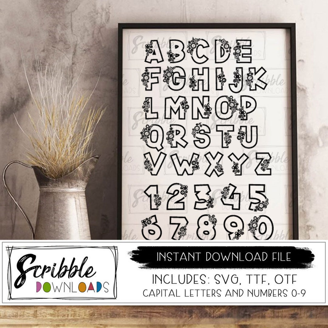 Monogram Font Svg TTF OTF Font Numbers 1 2 3 4 5 6 7 8 9 0 Silhouette ...