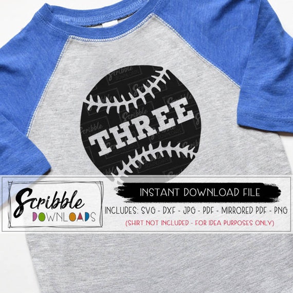 BASEBALL Svg 3 Three 3rd Birthday Cut File Birthday Shirt Iron | Etsy