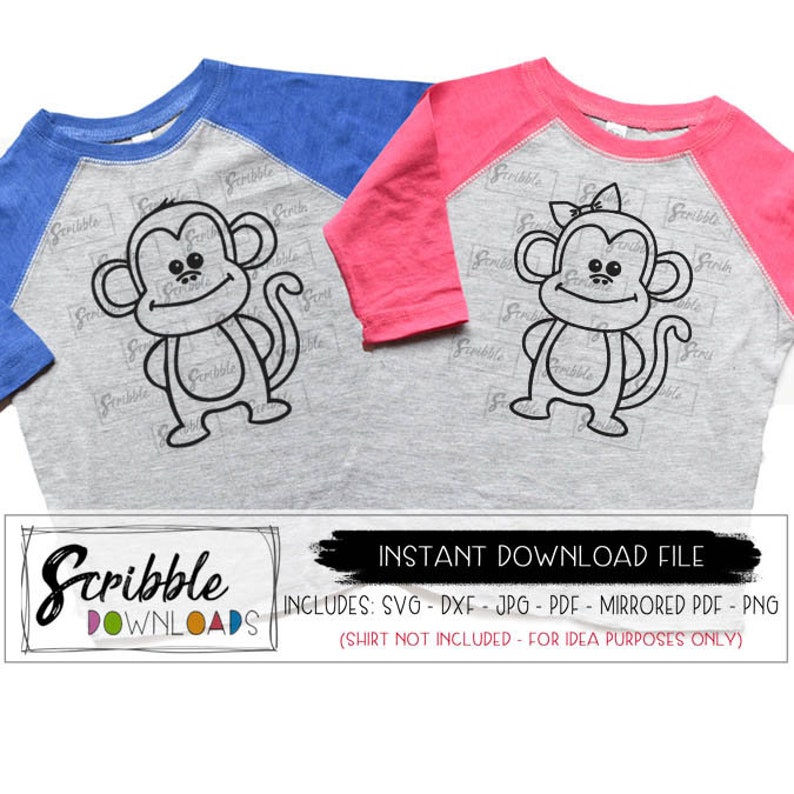 Monkey Svg Boy Girl Monkeys Clipart Svg Dxf Iron on Twins - Etsy
