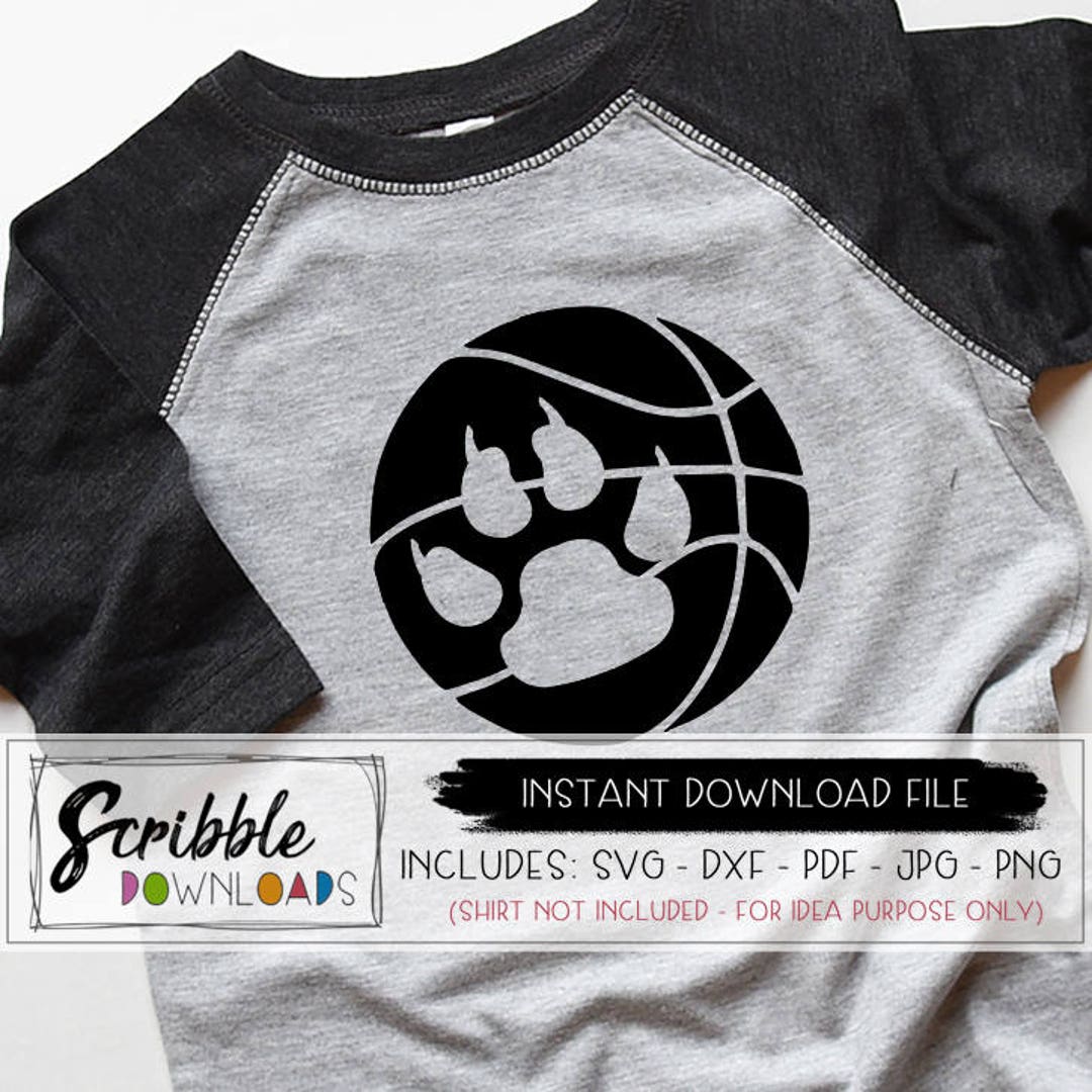SVG Paw Basketball Mascot Instant Download - Paw Print Svg - Bobcat ...