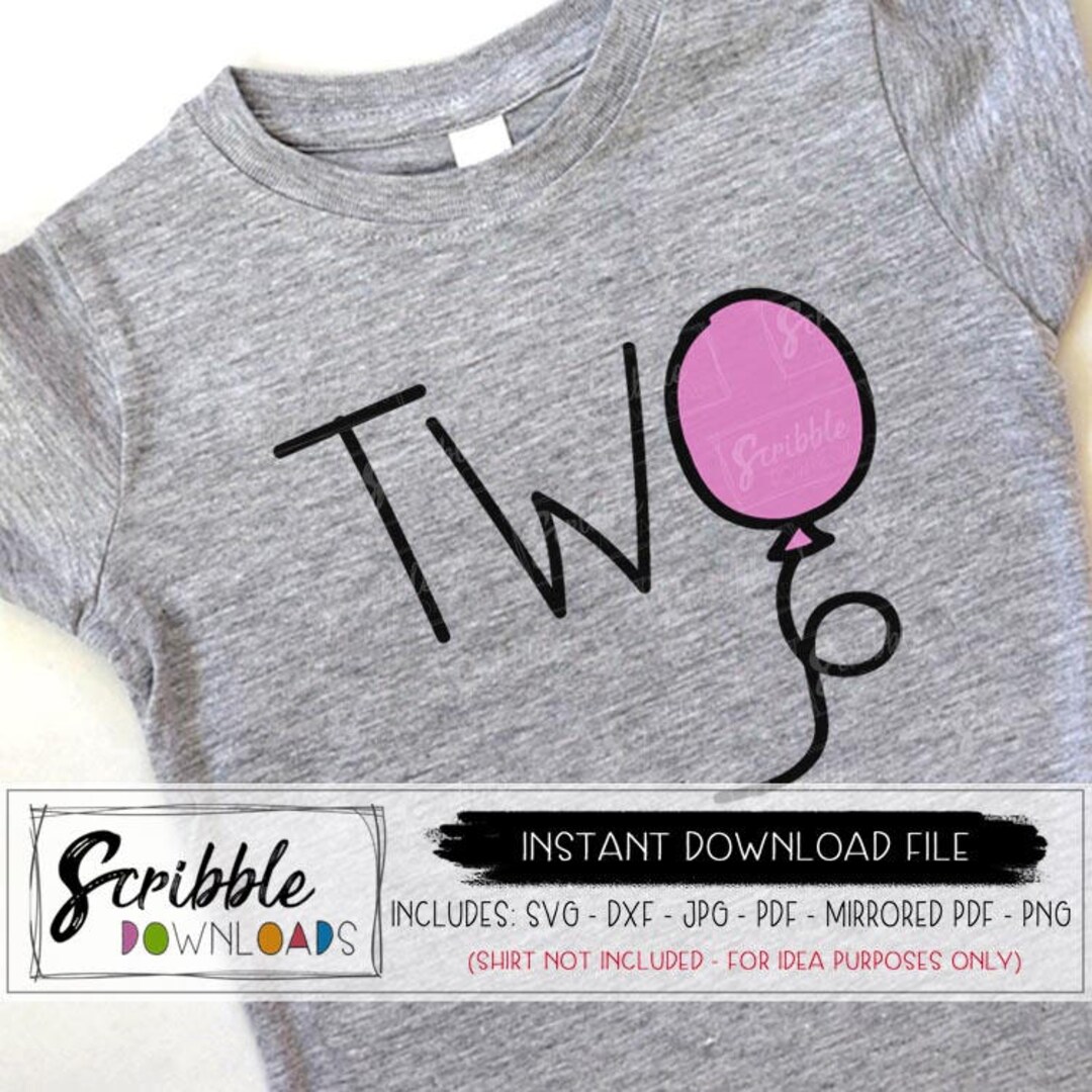 Two 2 Birthday Svg Second 2nd Birthday Balloon Party Bday Girl Boy ...