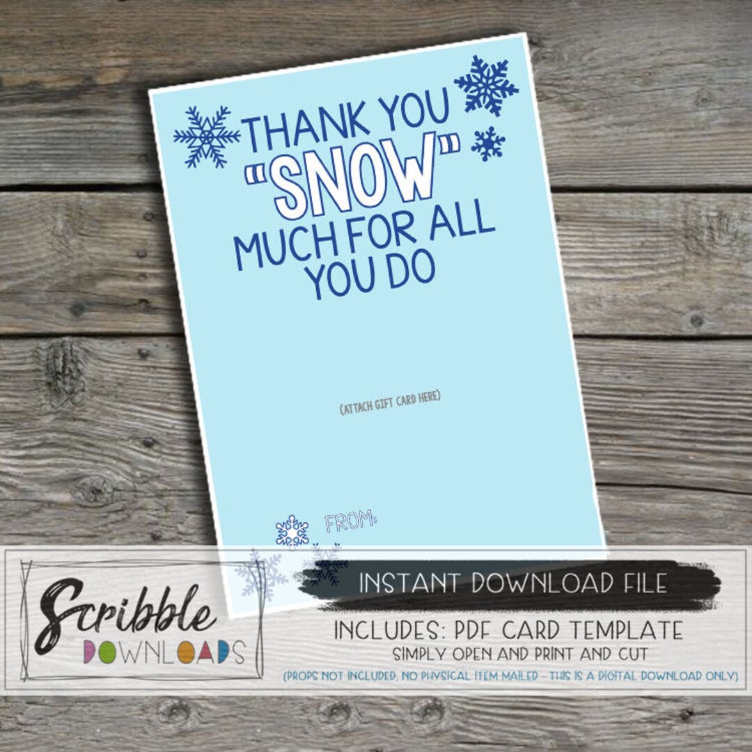 Printable Gift Card Holder PDF Christmas Thank You Card Teacher Student ...