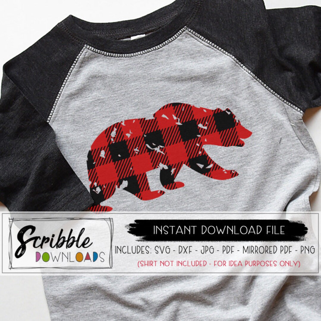 Bear Plaid Distressed SVG Bears Buffalo Plaid Svg Christmas - Etsy