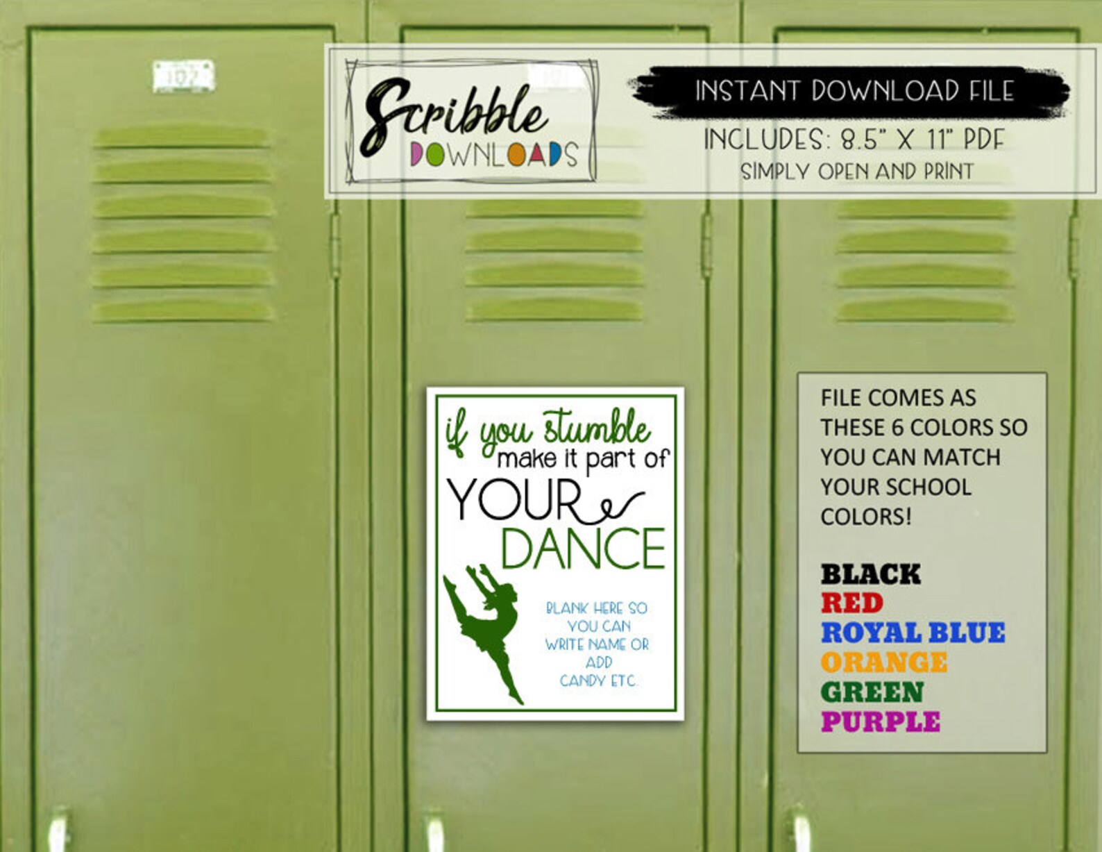 Dance Printable School Locker Decoration Sports School Team - Etsy