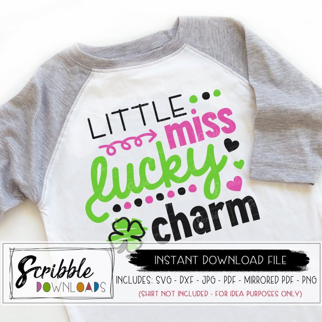 Little Miss Lucky Charm Svg St Patricks Day Svg Clover Hand - Etsy